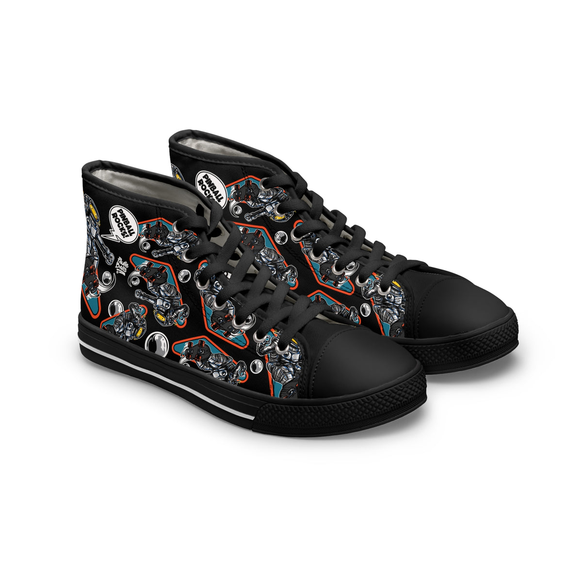 SK8 Pinball Robot - Women's High Top Sneakers | Defiant Pinball Co.